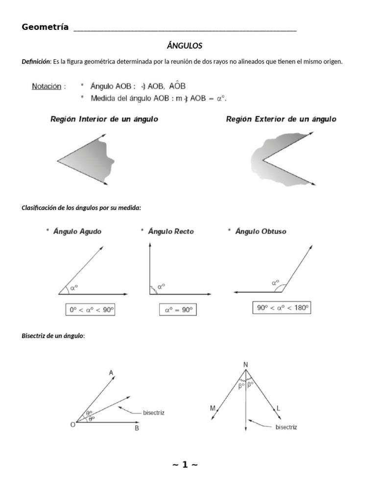Tipos y propiedades de ángulos | PDF | Ángulo | Geometría Elemental