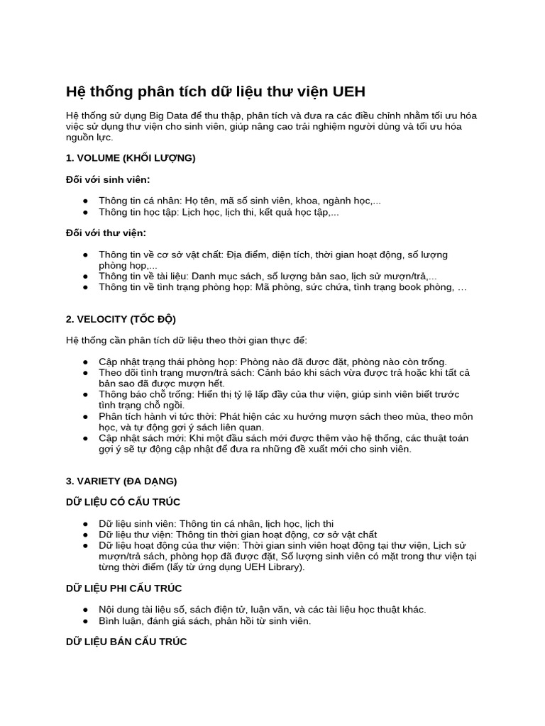 Hệ thống phân tích dữ liệu thư viện UEH | PDF