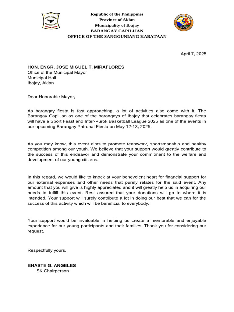 Solicitation for Basketball League Support | PDF | Youth | Youth ...