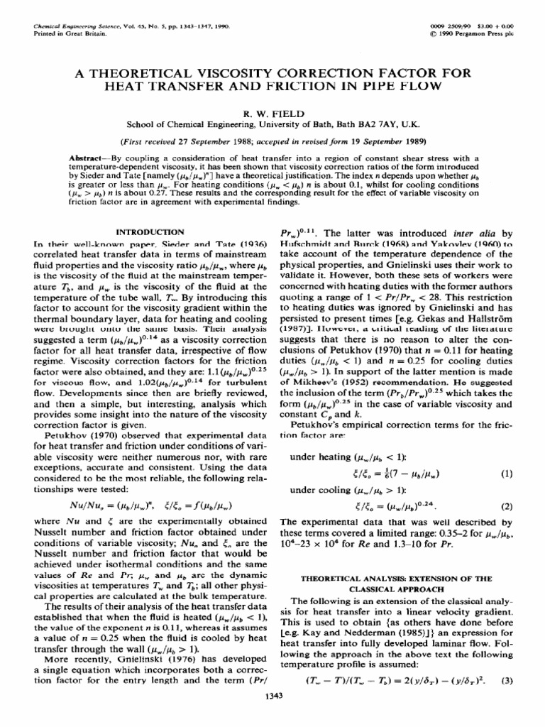 A Theoretical Viscosity Correction Facto Pdf Boundary Layer Viscosity
