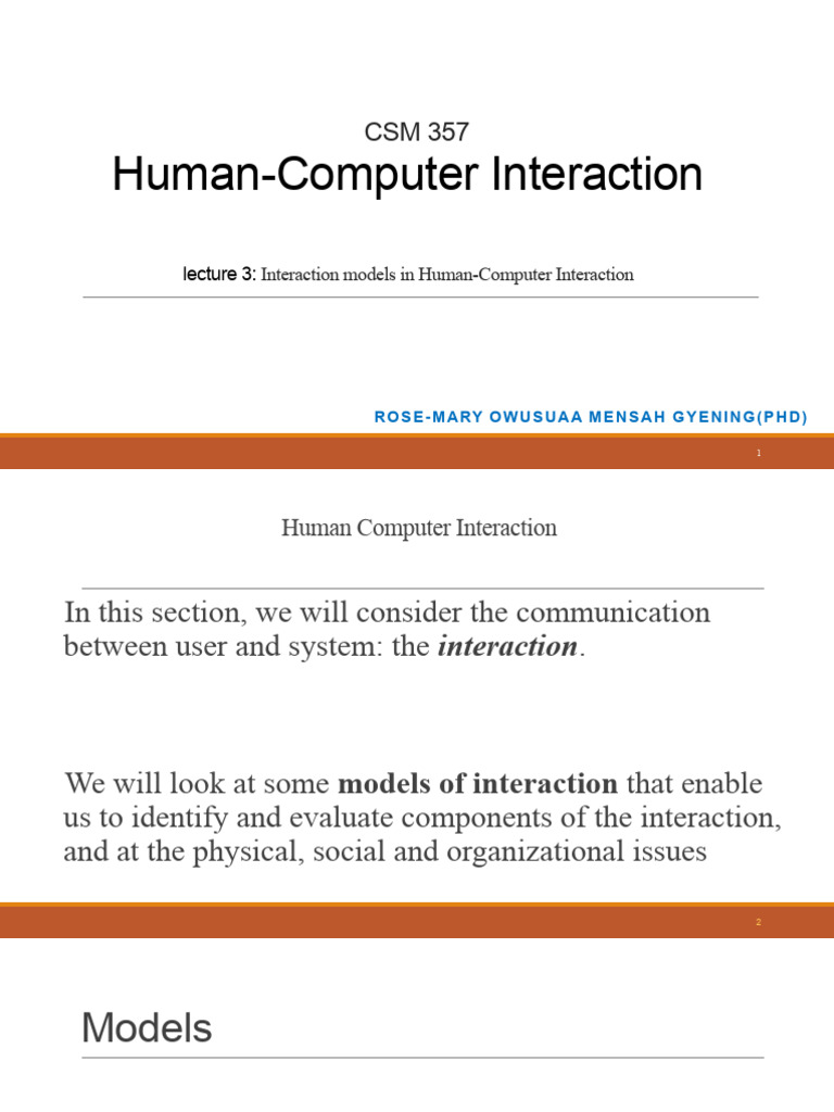 lecture 3 Interaction models | PDF | Human–Computer Interaction ...