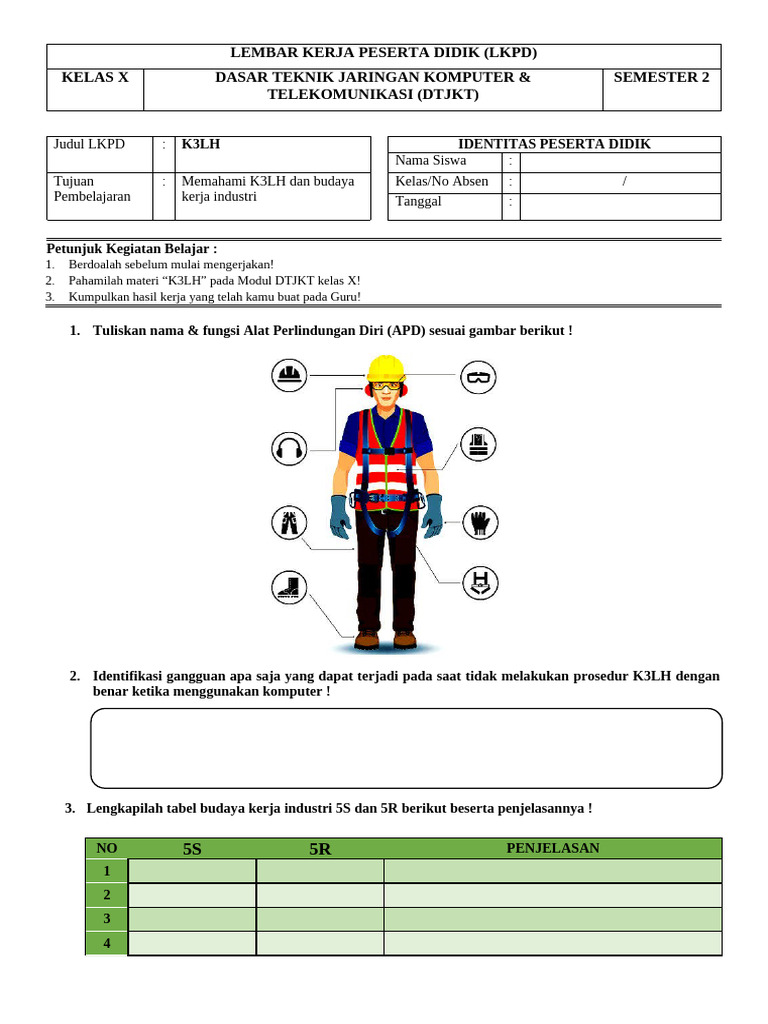 01 - LKPD K3LH Penggunaan Apd | PDF