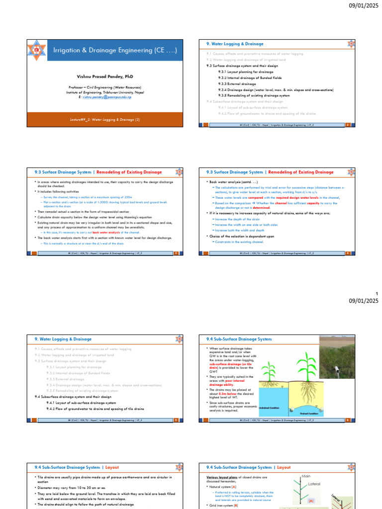 L9 2 Water Logging N Drainage 2 | PDF | Drainage | Discharge (Hydrology)