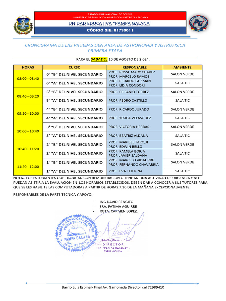 Cronograma Ocep 2024 Astrofisica 1 | PDF