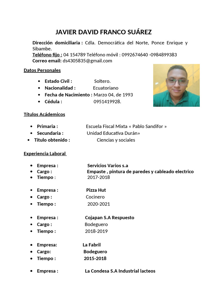 Curriculum David | PDF