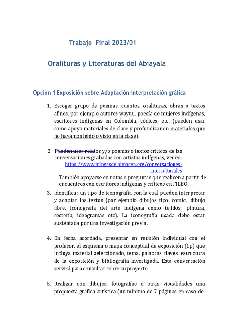 Trabajo Final Oralituras Pregado 2023 | PDF | Las artes