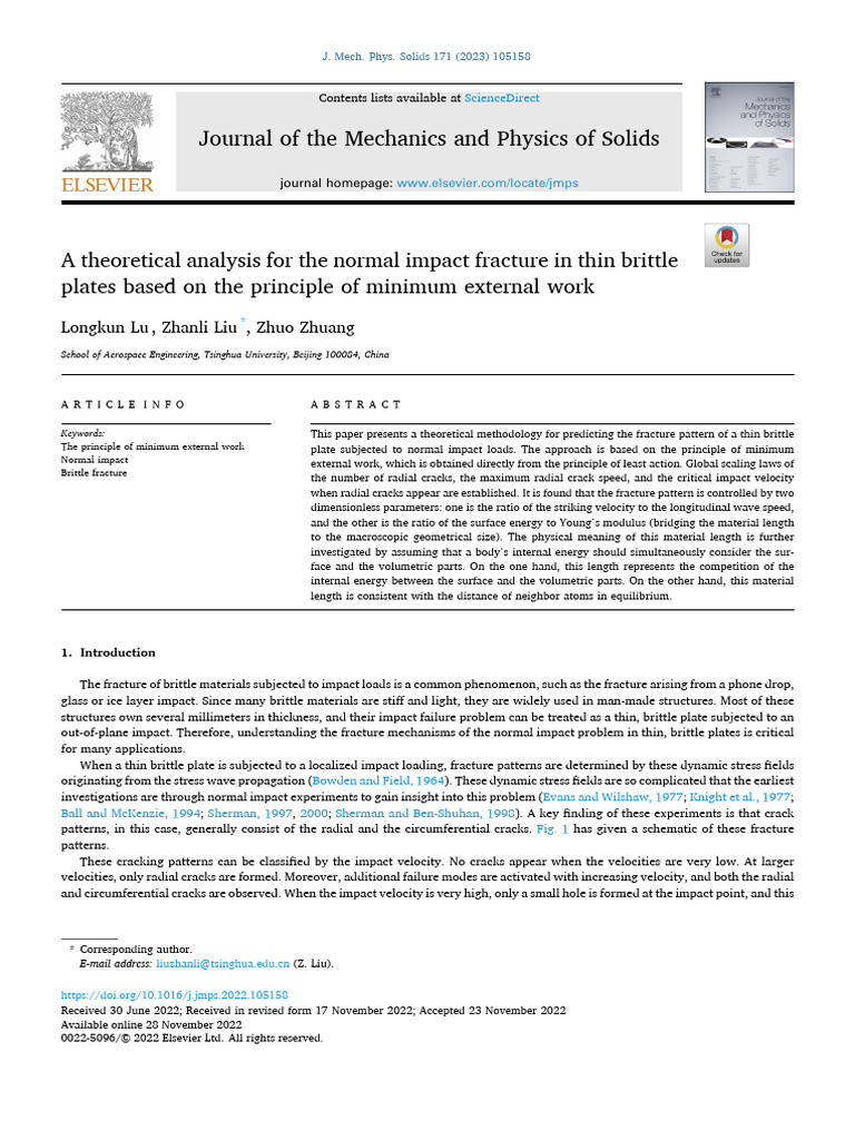Normal Impact Fracture in Thin Plates | PDF | Fracture | Deformation ...