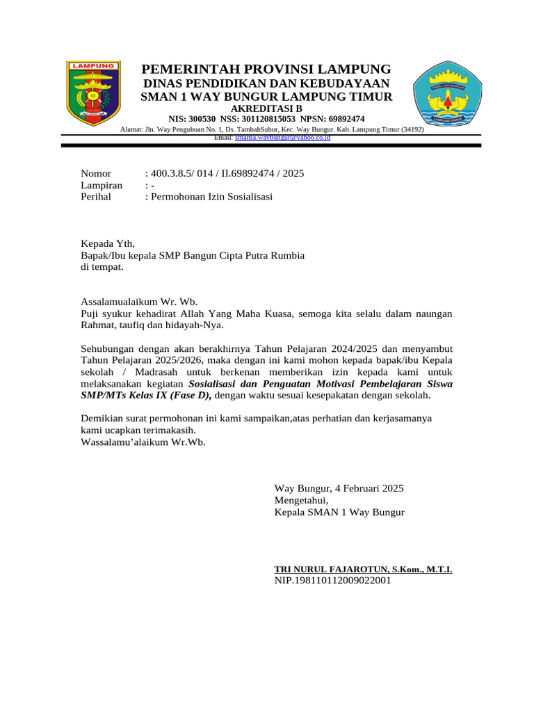 Surat Sosialisasi | PDF