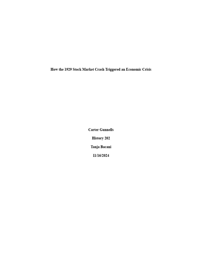 1929 Stock Market Crash and Great Depression | PDF | United States ...