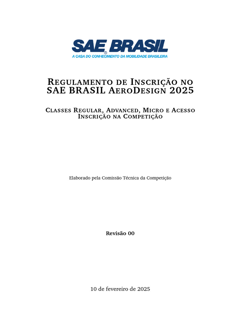 Regulamento SAE Brasil Aerodesign 2025 | PDF | Brasil