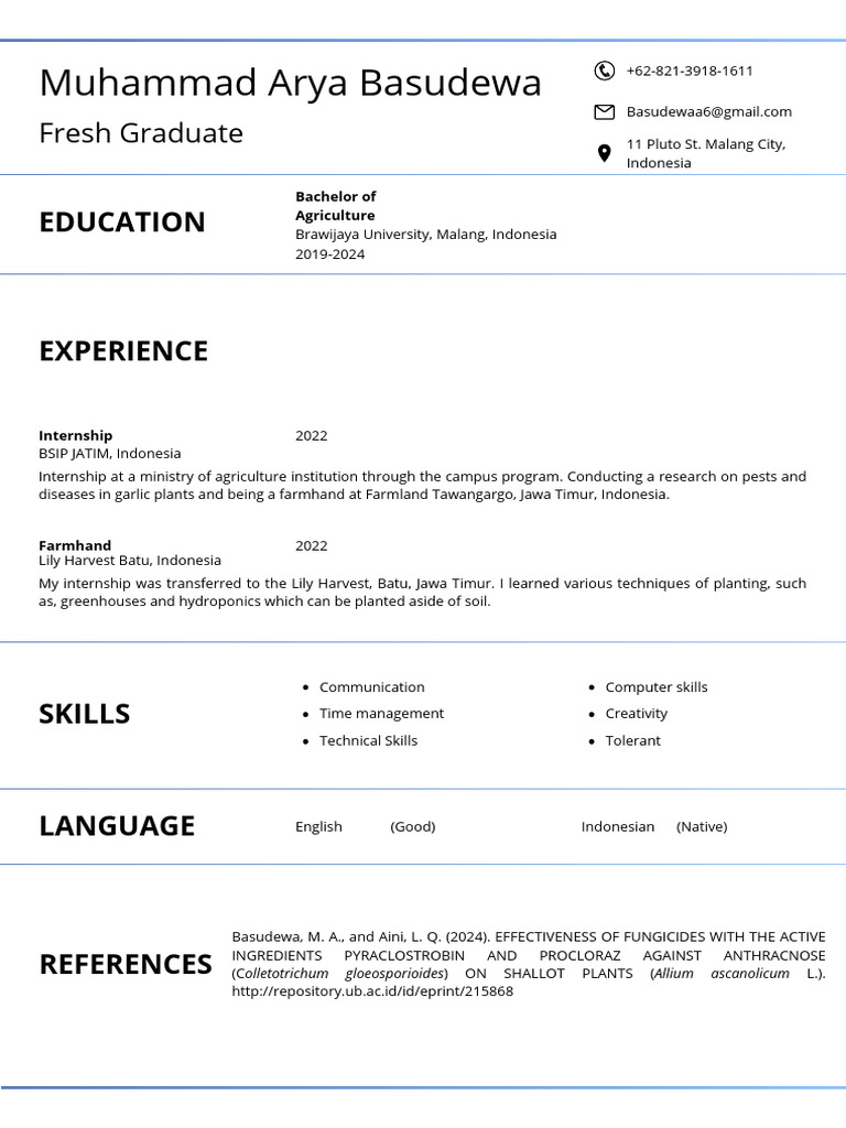 English CV Muhammad Arya Basudewa | PDF