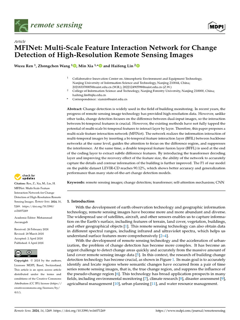 MFINet - Multi-Scale Feature Interaction Network For Change Detection of High-Resolution Remote ...