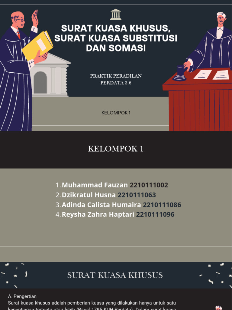 KEL 1 - Surat Kuasa Khusus, Surat Kuasa Substitusi & Somasi | PDF