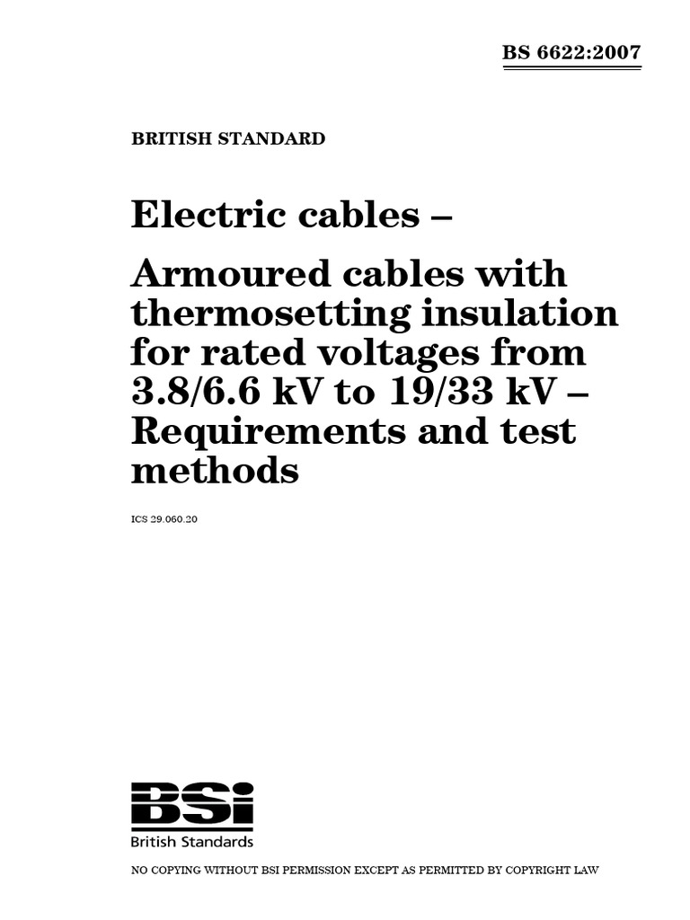 BS-6622-2007 Power Cables in The Rated Voltage 33KV | PDF | Insulator ...