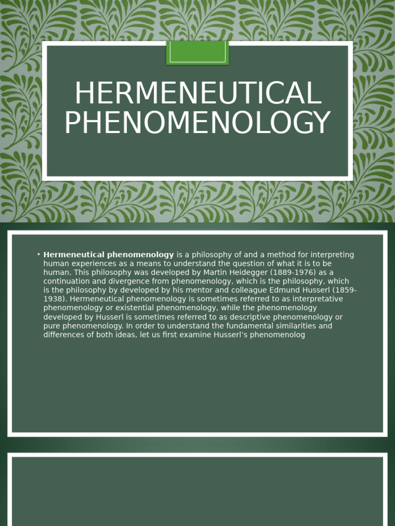 Hermeneutical phenomenology | PDF