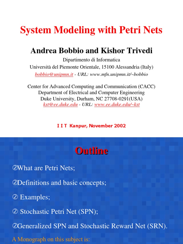 System Modeling With Petri Nets: Andrea Bobbio and Kishor Trivedi | PDF | Markov Chain ...