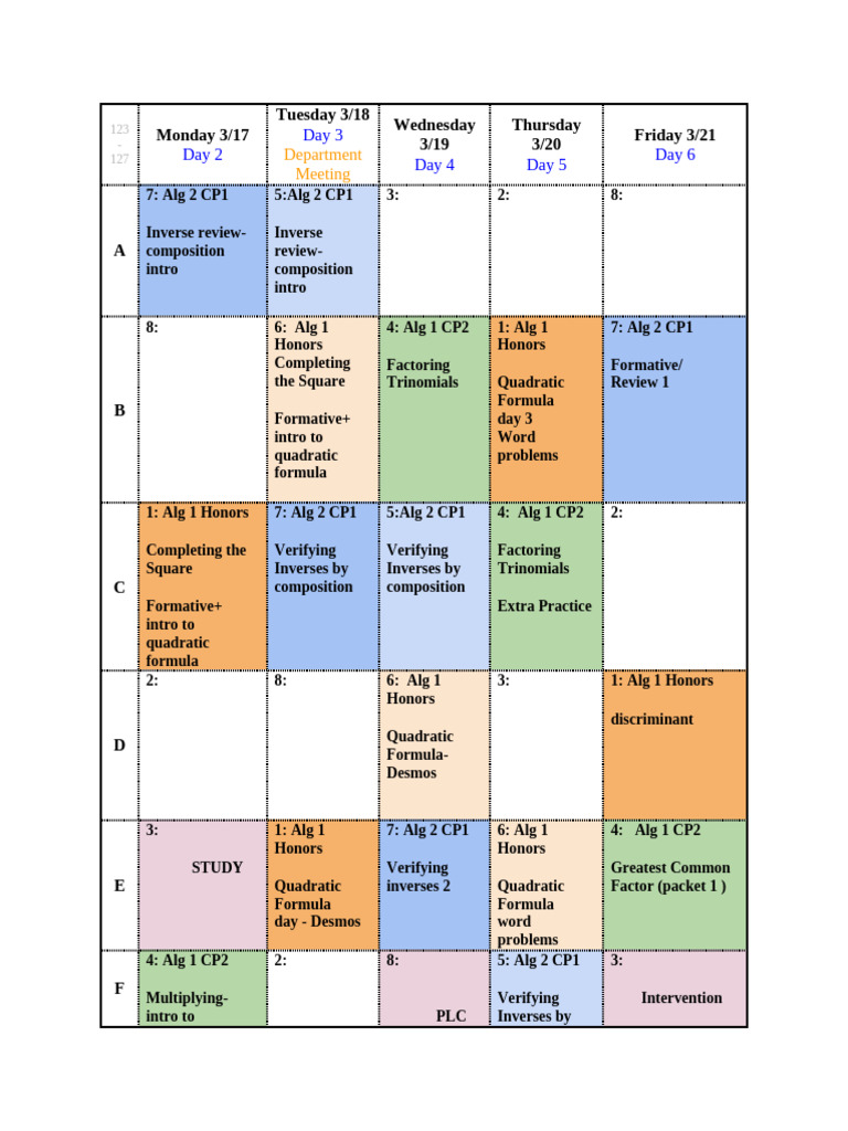 Schedule To End of Third Term | PDF | Quadratic Equation | Algebra