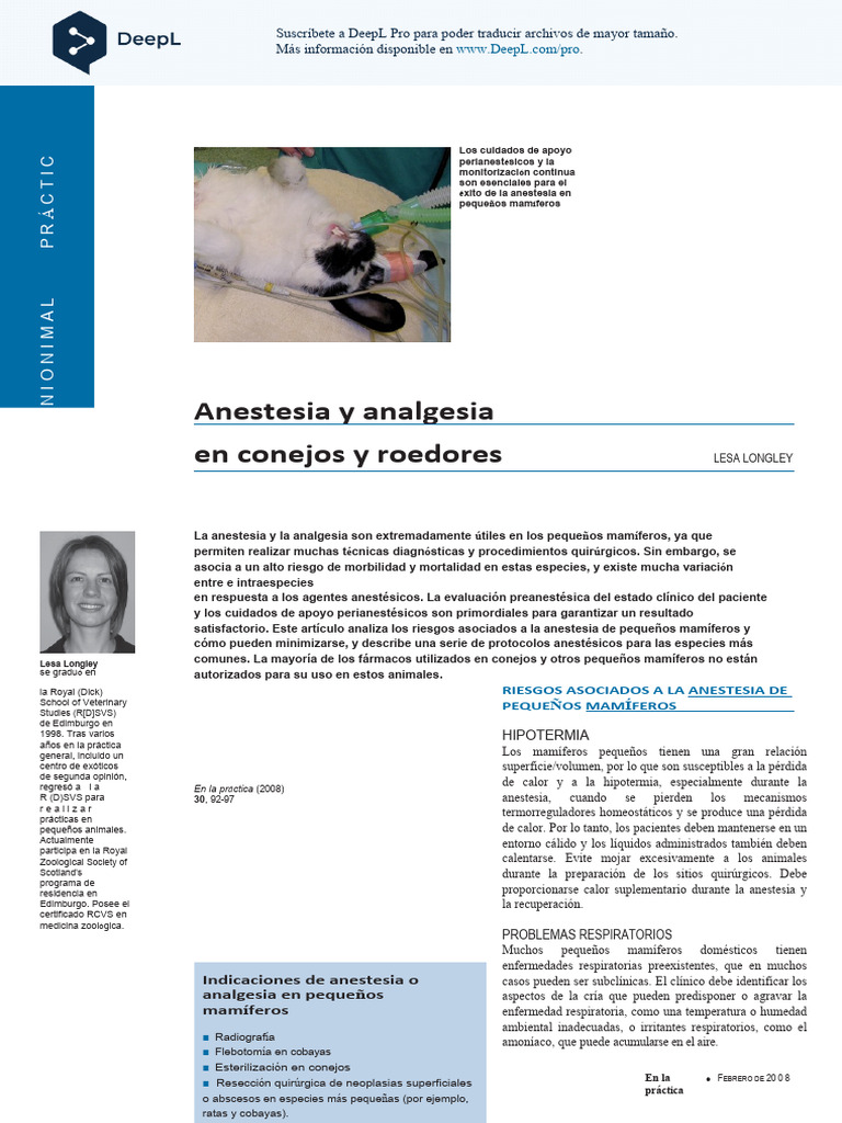 6.Anaesthesia and analgesiain rabbits and rodents ESP | PDF | Anestesia ...
