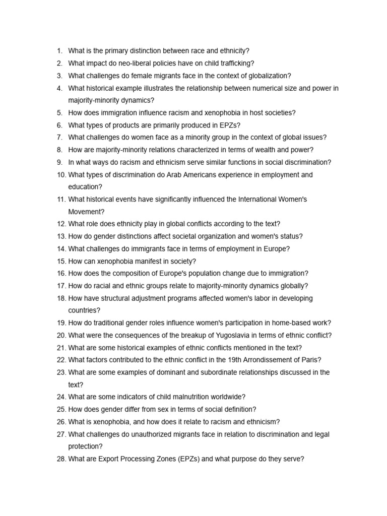 ORAL-PRESENTATION-QUESTIONS | PDF | Immigration | Minority Group