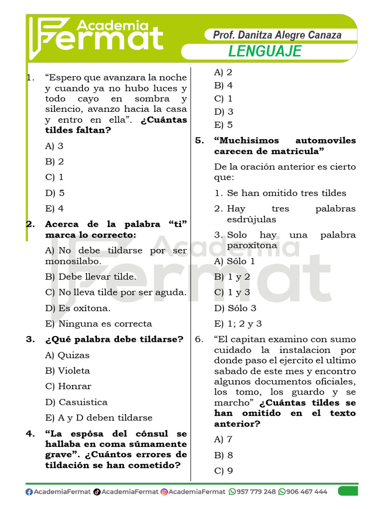 Práctica de Tildes | PDF | Lingüística