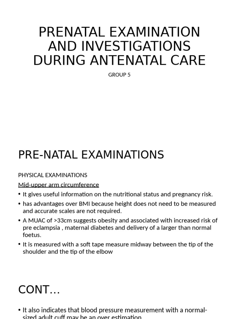 Prenatal Examinationand Investigations During Antenatal Care | PDF | Prenatal Development ...