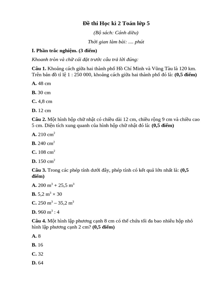 De Thi hk2 Toan 5 CD | PDF