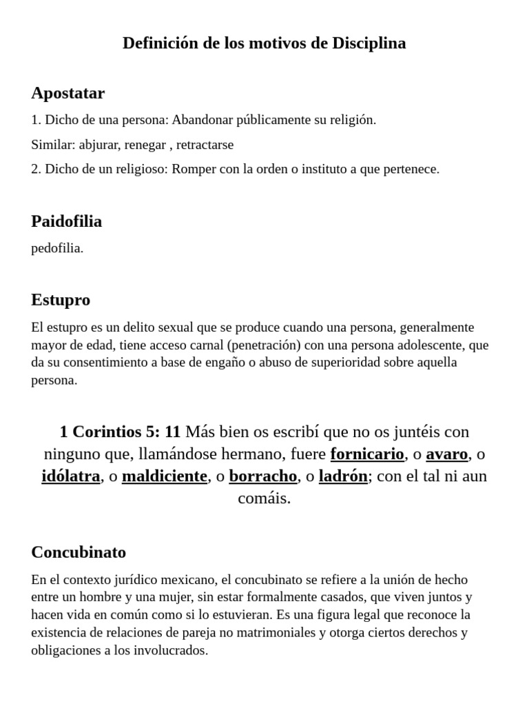 Definición de Los Motivos de Disciplina | PDF