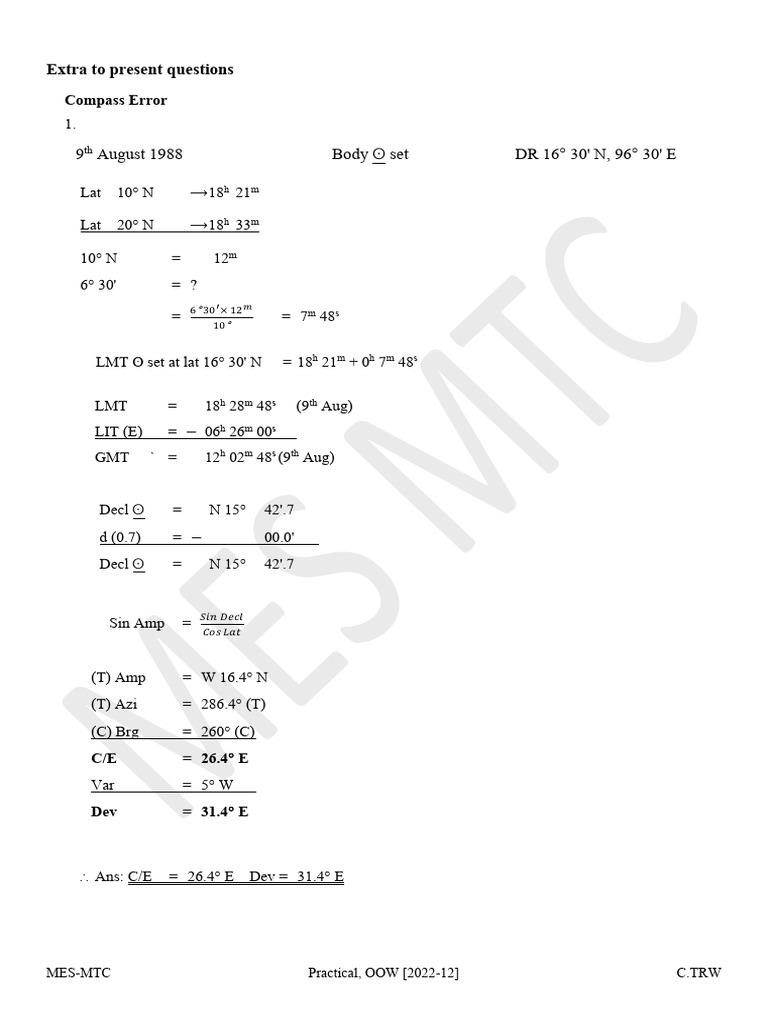 Pratical Navigation Extra To Present Questions | PDF