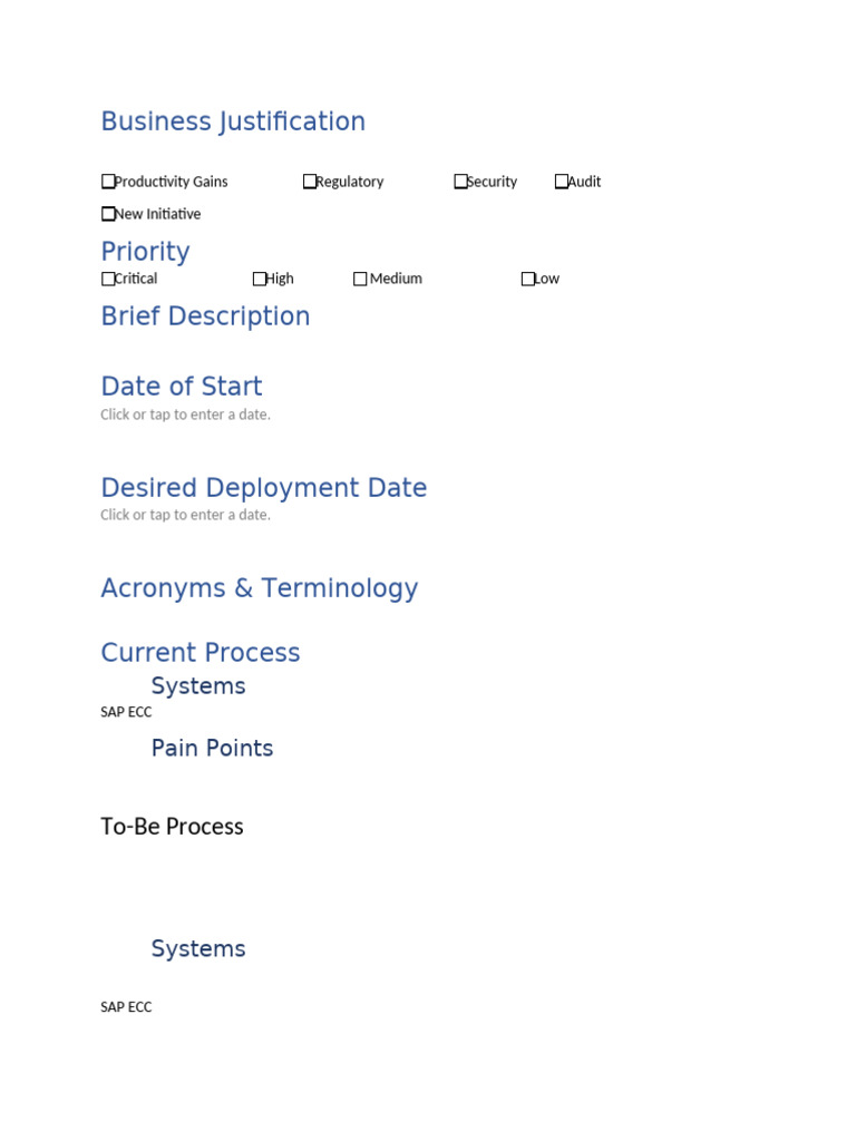 BRD Template | PDF