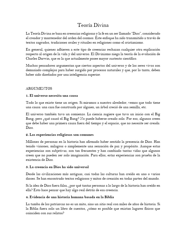 La Teoría Divina y su Fundamentación | PDF | Dios | Universo