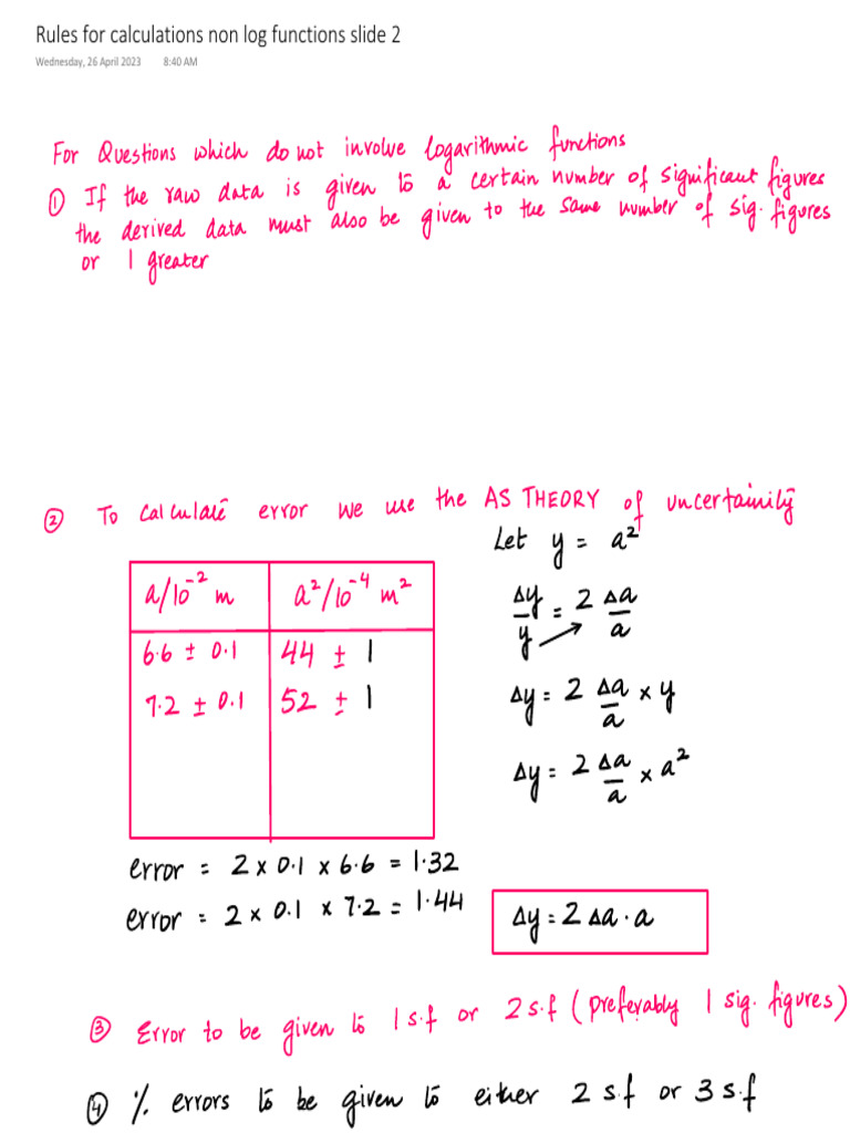 Non-Log Function Calculation Rules | PDF