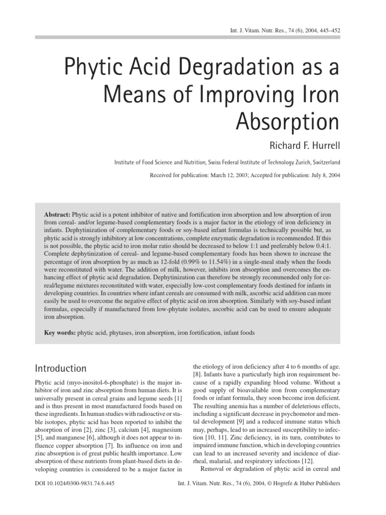 Hurrell 2013 Phytic Acid Degradation As A Means of Improving Iron ...