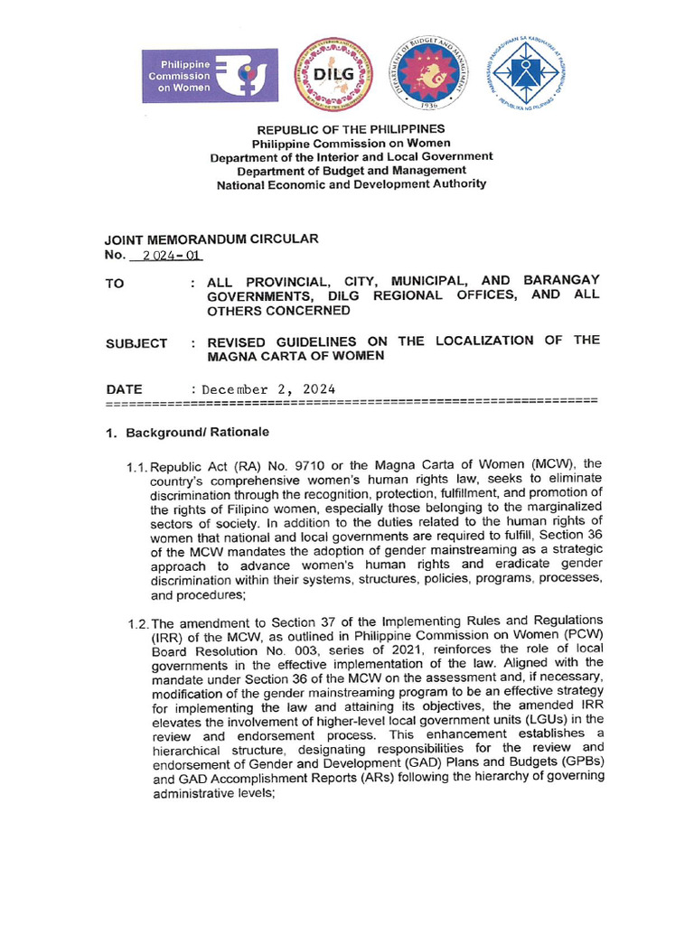 PCW DILG NEDA DBM JMC Revised Guidelines On The Localization of The ...
