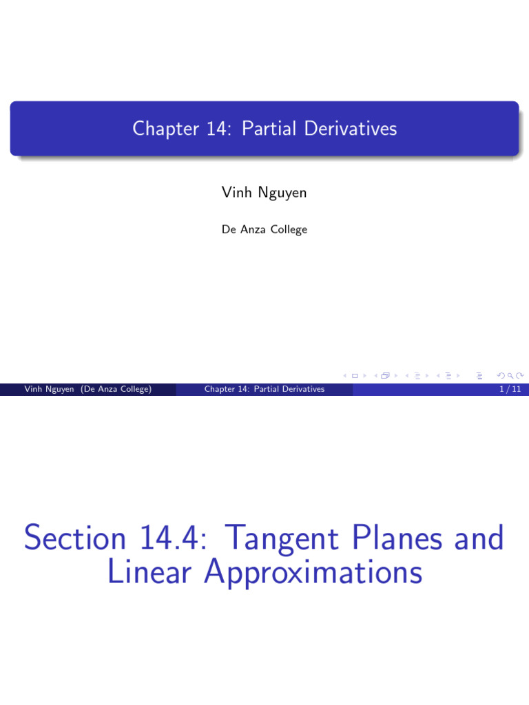 Chapter 14 Section 14 4 Calculus 1D | PDF | Derivative | Tangent