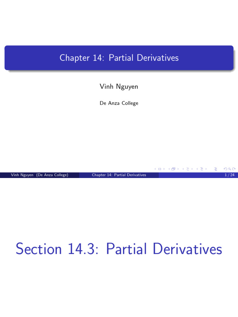 Chapter 14 Section 14 3 Calculus 1D | PDF | Derivative | Variable ...