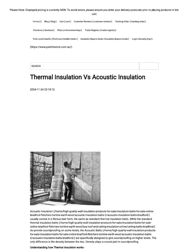 Thermal Insulation Vs Acoustic Insulation Home Pdf