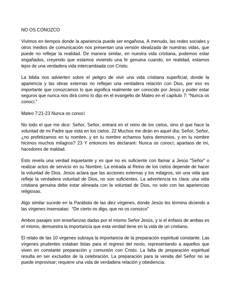 Nunca os conocí: Advertencia de fe | PDF | Fe | Cristo (título)