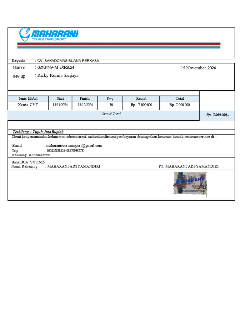 Invoice 15 November 2024 | PDF