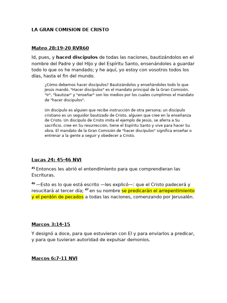 La Gran Comision de Cristo | PDF | Gran comisión | Jesús