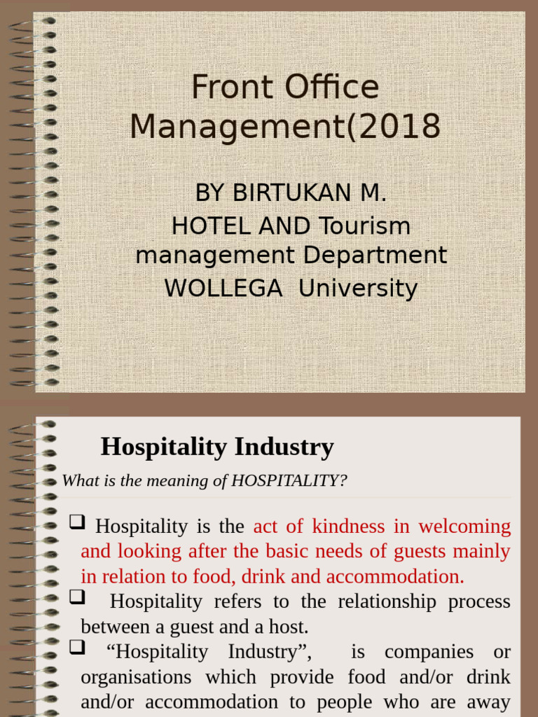 Front Office Management Second Yr | PDF | Hospitality Industry | Hotel