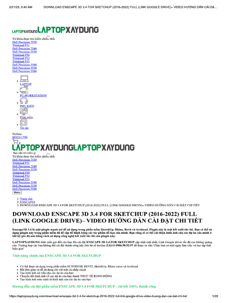DOWNLOAD ENSCAPE 3D 3.4 FOR SKETCHUP (2... DẪN CÀI ĐẶT CHI TIẾT - Laptop xây dựng | PDF