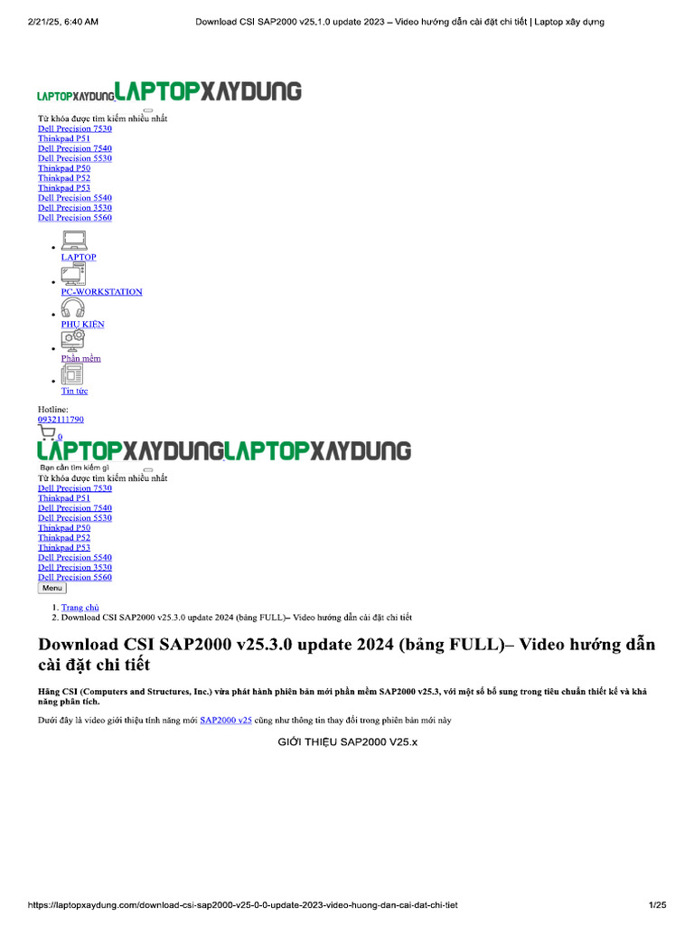 Download CSI SAP2000 v25.1.0 update 202... dẫn cài đặt chi tiết ...