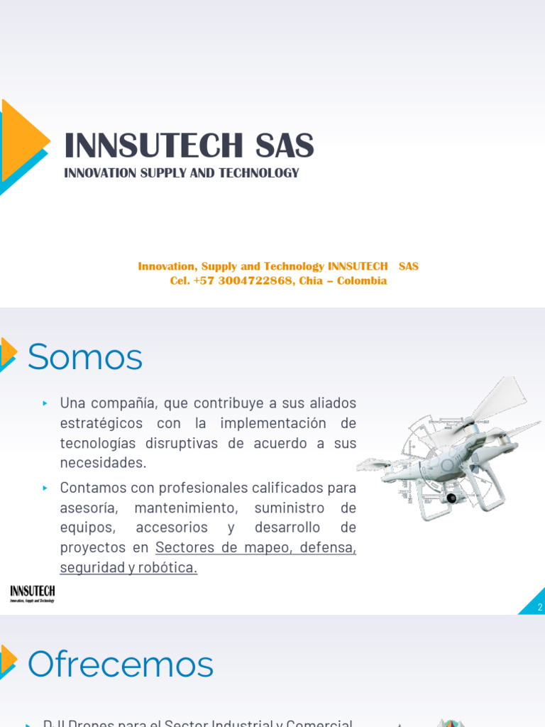 Presentación - INNSUTECH SAS - DRONES Y OTROS | PDF | Vehículo aéreo no ...