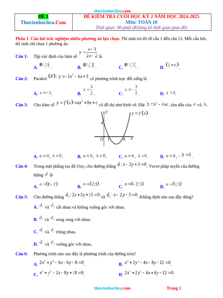 Bo 15 de Kiem Tra Hoc Ky 2 Toan 10 CTM 2025 Giai Chi Tiet | PDF