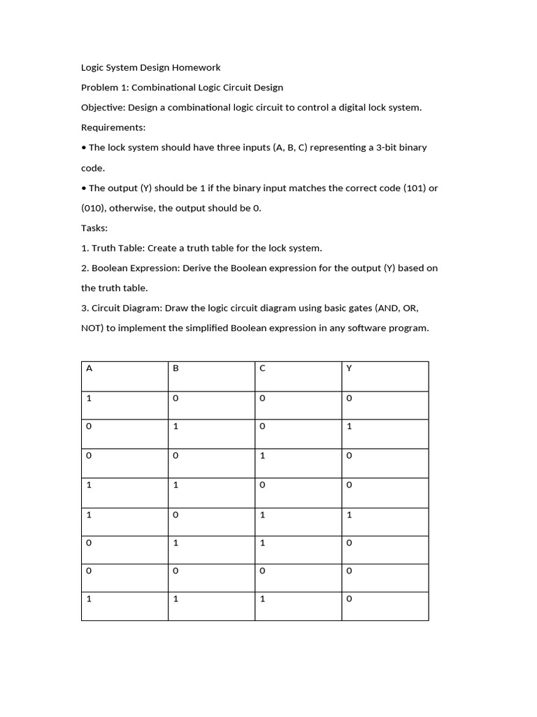 Logic System Design Homework | PDF