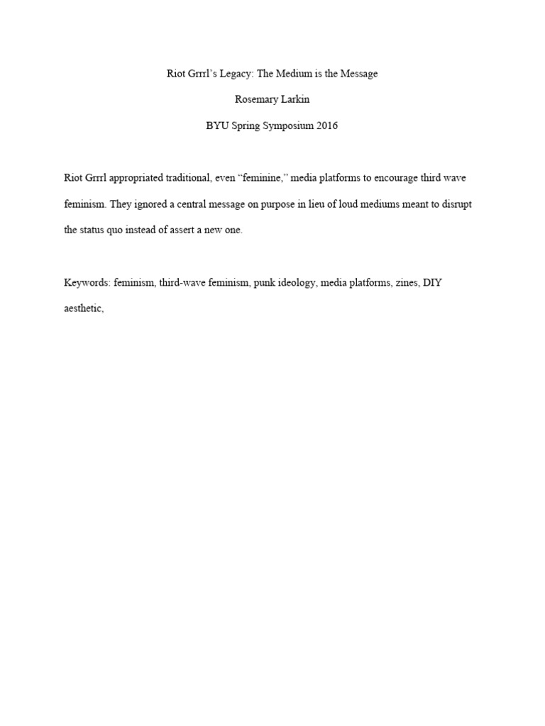 Riot Grrrl: Feminism Through Media | PDF | Feminism | Gender Studies
