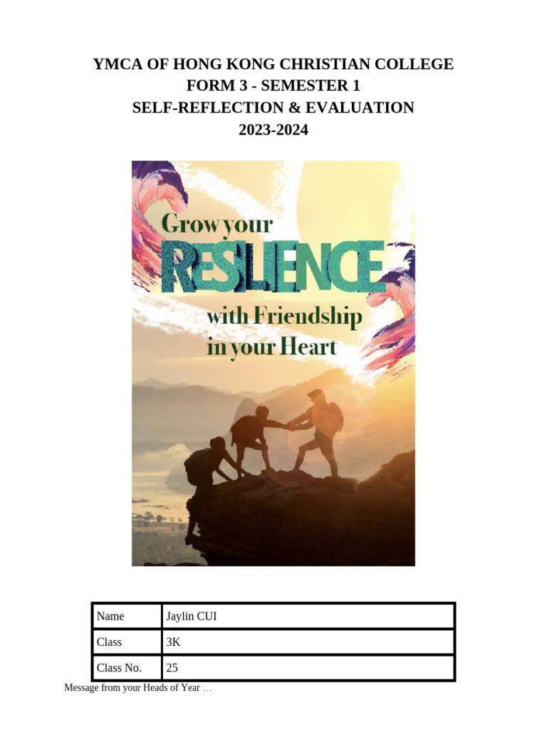 Form 3 Reflection Booklet (Semester 1) 2023-24 | PDF | Mind | Psychology