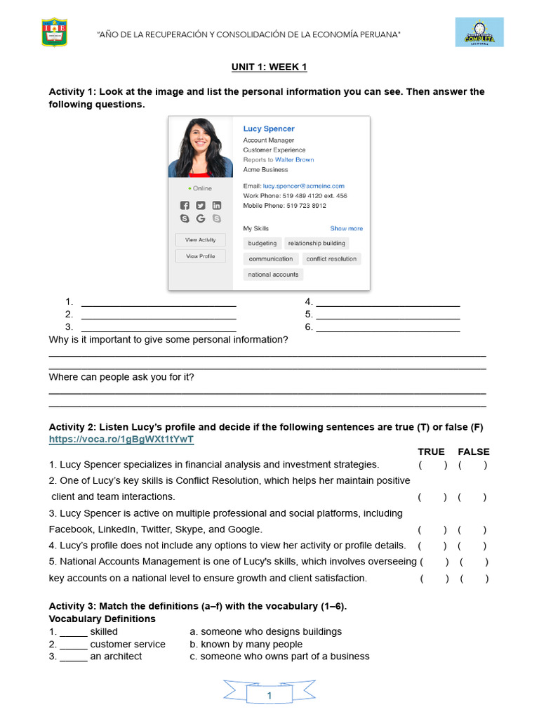 UNIT 1 - WEEK 1 - STUDENT Finish | PDF | Linked In | Human Communication