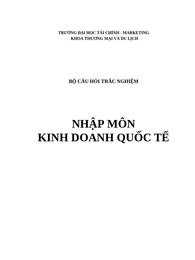 Bo de Thi Nhap Mon KDQT | PDF