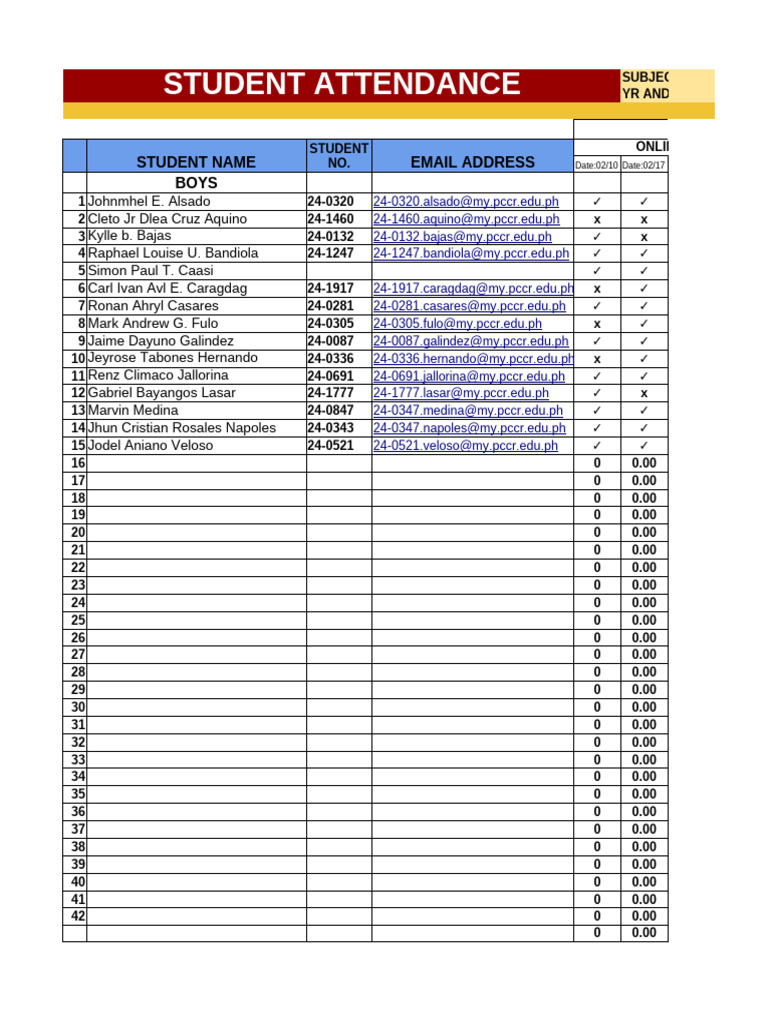 Attendance and Submission Tracking File | PDF